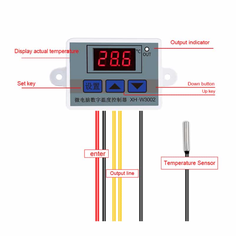 Digital LED Temperature Controller 220V 10A with Waterproof Sensor Probe – GROW FOLK