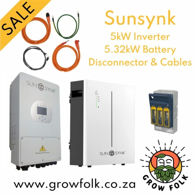 Sunsynk 5kW Hybrid Inverter IP65 with 5.32kWh Lithium Battery and ...